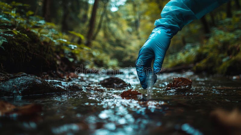 Environmental Engineer Collects Water Sample from Wastewater Treatment ...