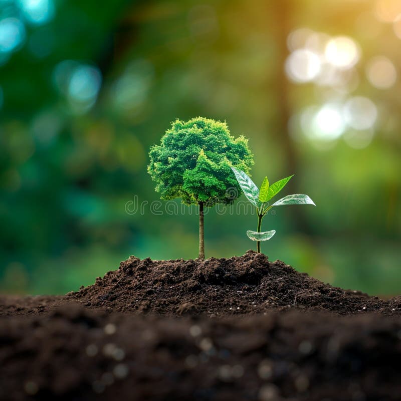 Environmental Essence Concept of Earth Day, a Tree Growing on Soil ...