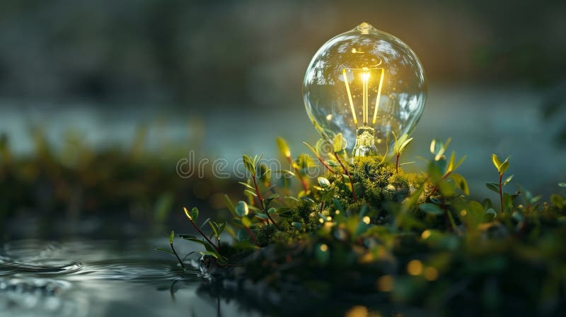 Environmental Friendly Lightbulb with Ecosystem Stock Image - Image of ...
