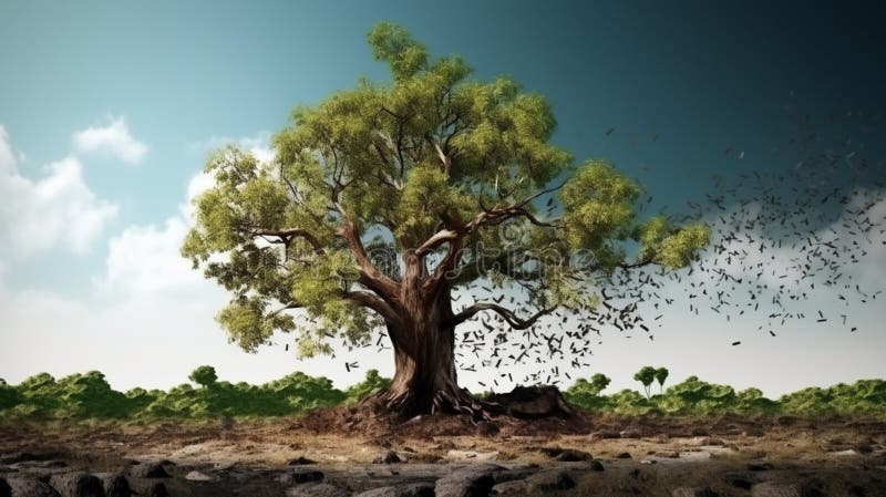 Environmental and Global Warming Concepts, Live and Dead Big Tree ...