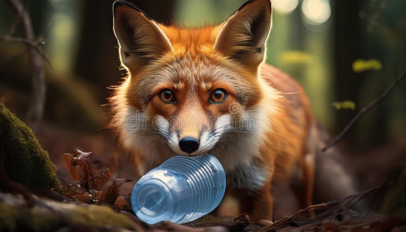 Environmental Guardian Fox Promotes Waste Sorting Stock Image - Image ...