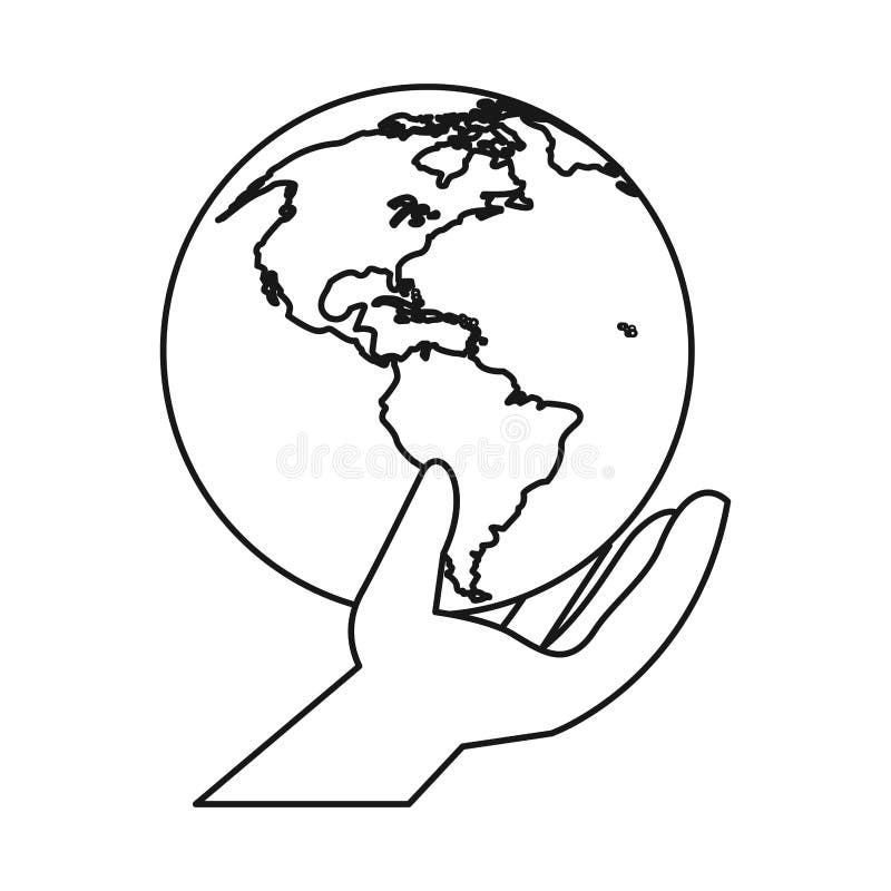 Minimal Line World Hand Stock Illustrations – 888 Minimal Line World ...