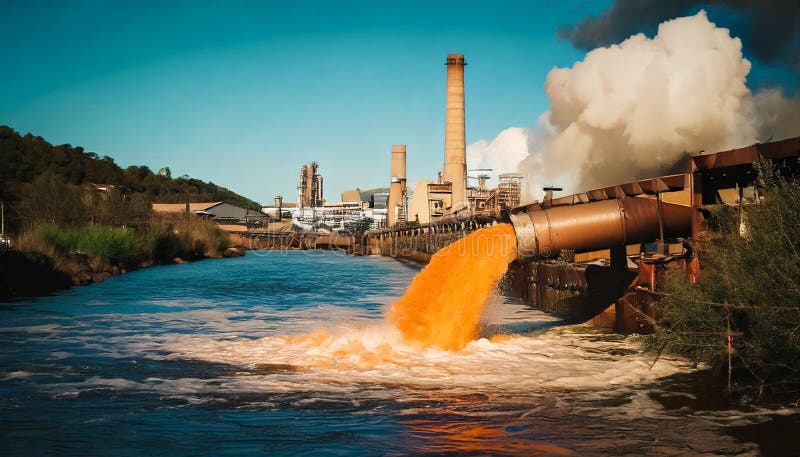 Environmental Hazard: Murky Liquid Emission from Industrial Pipe Stock ...