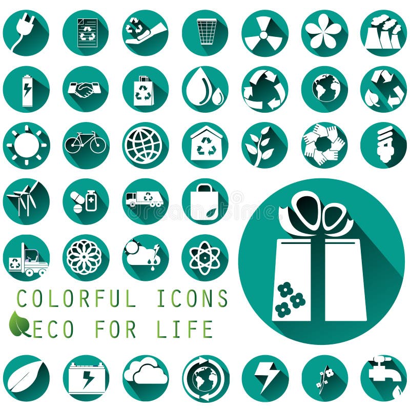 Environmental Icons in Green Circle Stock Vector - Illustration of ...