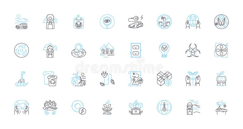Environmental Impact Linear Icons Set. Sustainability, Pollution ...