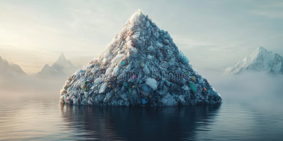 Environmental Impact of Pollution and Climate Change. Floating Iceberg ...