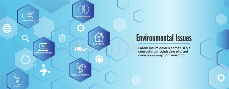 Environmental Issues Header Web Banner - Recycling, Etc Icon Set Stock ...