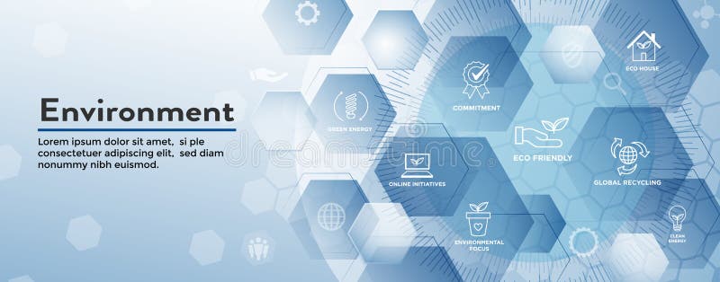 Environmental Issues Header Web Banner - Recycling, Etc Icon Set Stock ...