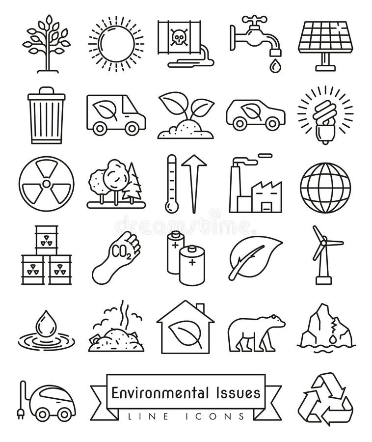 Environmental Issues Solid Round Color Icons Set Stock Vector - Illustration of ecological ...