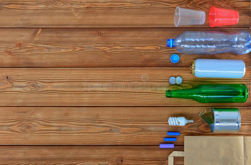 Environmental Items for Recycling Stock Image - Image of wooden, glass ...