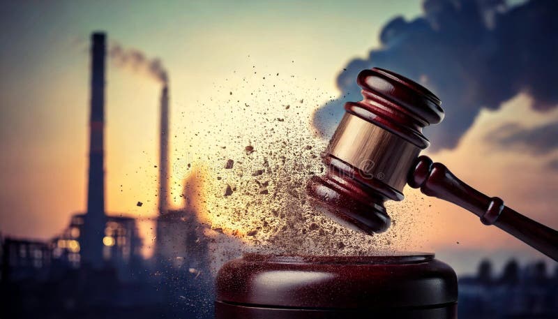 Environmental Justice: Gavel Strikes Against Industrial Pollution Stock ...
