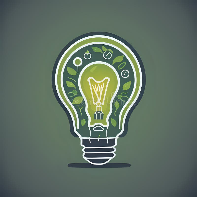 Environmental Light Bulb Icon Vector Clean Technology Symbol ...