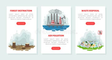Environmental Pollution Banner Design with Industrial Waste Vector ...