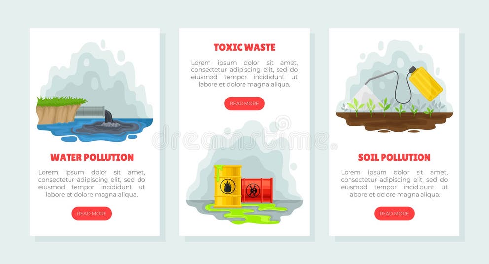 Environmental Pollution Banner Design with Industrial Waste Vector ...