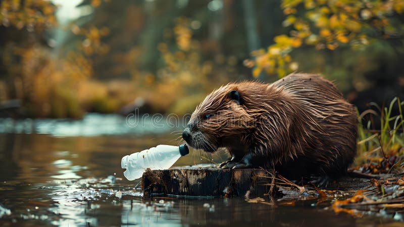 Environmental Pollution, Beaver Sniffing and Tasting Empty Plastic ...