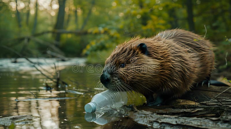 Environmental Pollution, Beaver Sniffing and Tasting Empty Plastic ...