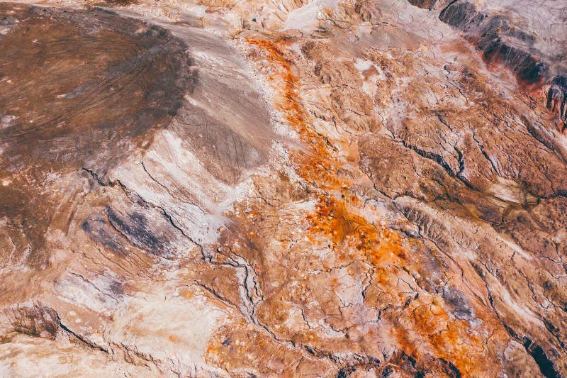 Environmental Pollution from Clay Mining. View from Above. Martian ...