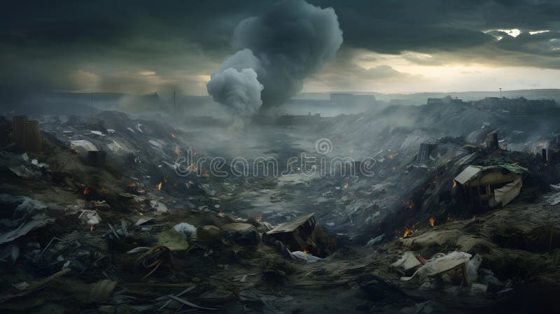 Environmental Pollution Concept: Piles of Garbage on the Shore of a ...