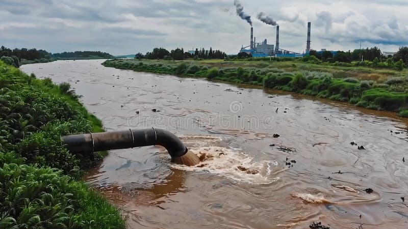 Environmental Pollution Crisis Dirty Water Flowing into Rivers and ...