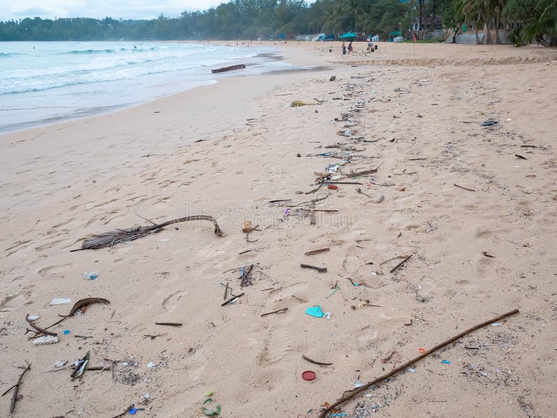 Garbage on sand beach stock image. Image of waste, dump - 187481145