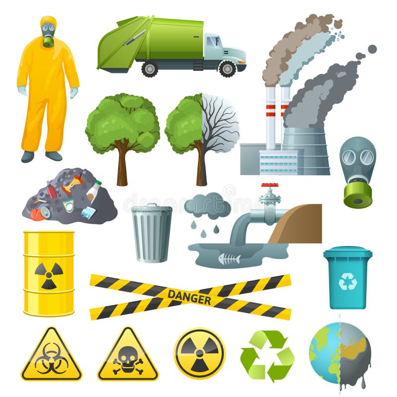 Environmental Pollution Elements Set Stock Vector - Illustration of ... Environmental Pollution Elements Set Stock Vector - Illustration of ...