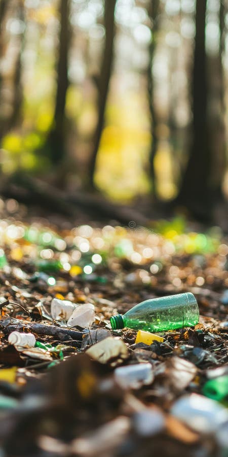 Environmental Pollution in Forest with Discarded Plastic Bottles on ...