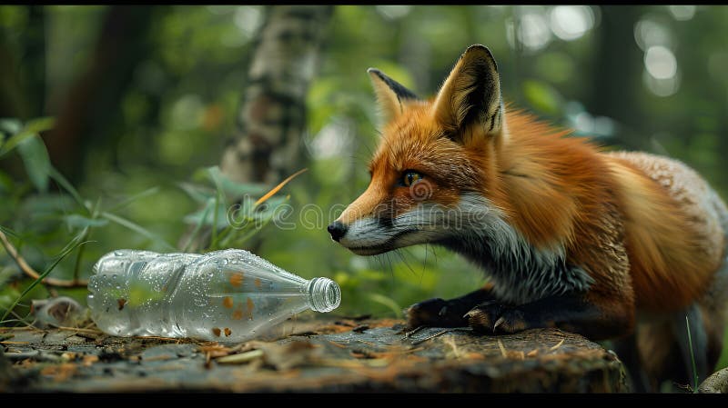 Environmental Pollution, Fox Sniffing and Tasting Empty Plastic Bottle ...