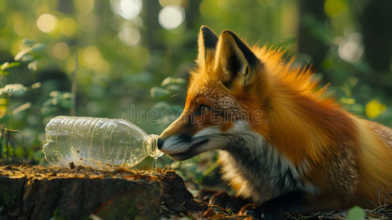Environmental Pollution, Fox Sniffing and Tasting Empty Plastic Bottle ...