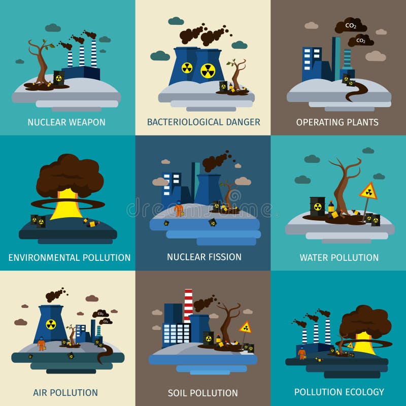 Environmental Pollution Icon Set Stock Vector - Illustration of icons ...