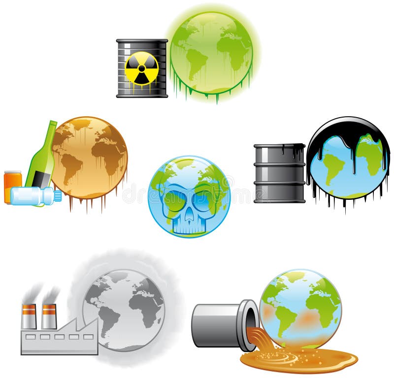 Environmental Pollution Icons Stock Illustration - Illustration of ...