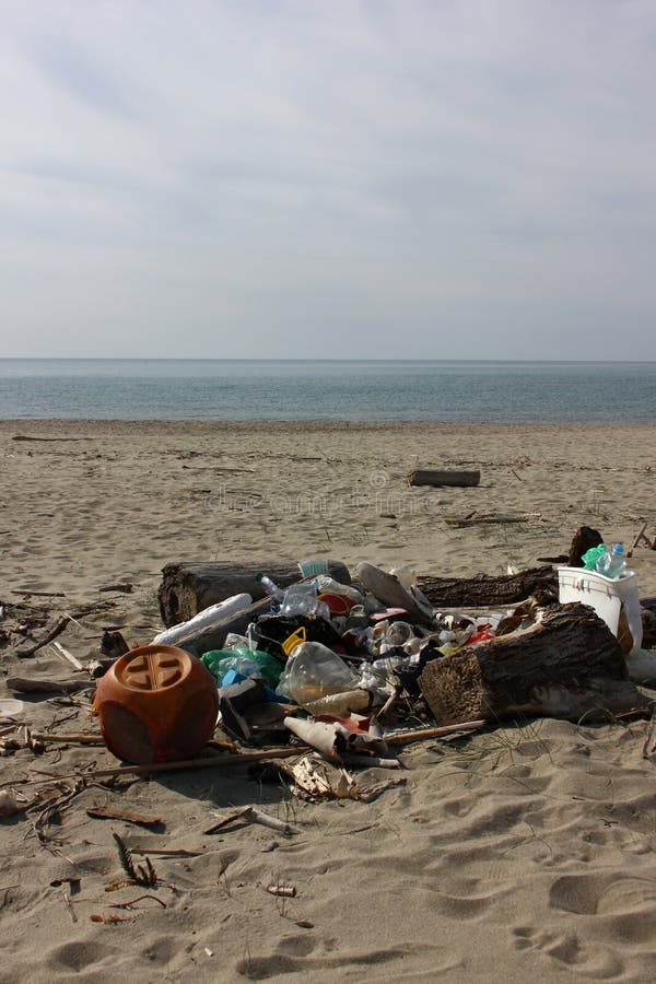 Environmental Pollution at Italian Beach Stock Image - Image of ...