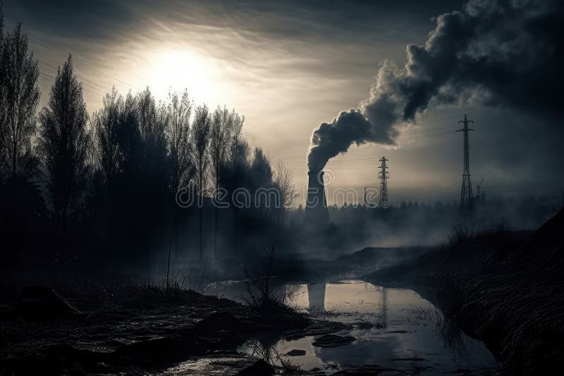 Environmental Pollution, a Large Industrial Enterprise Pollutes the Air ...