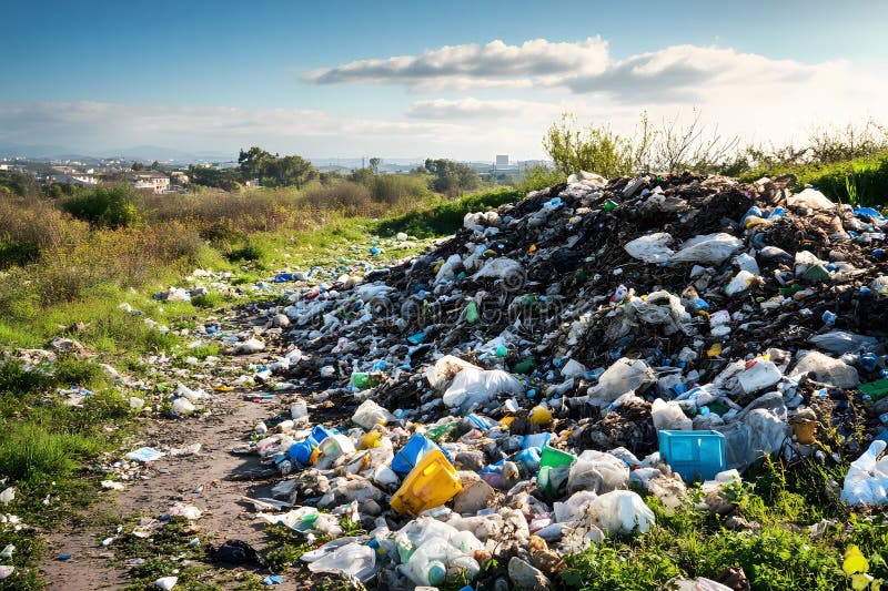 Environmental Pollution: a Pile of Plastic Waste in a Natural Landscape ...