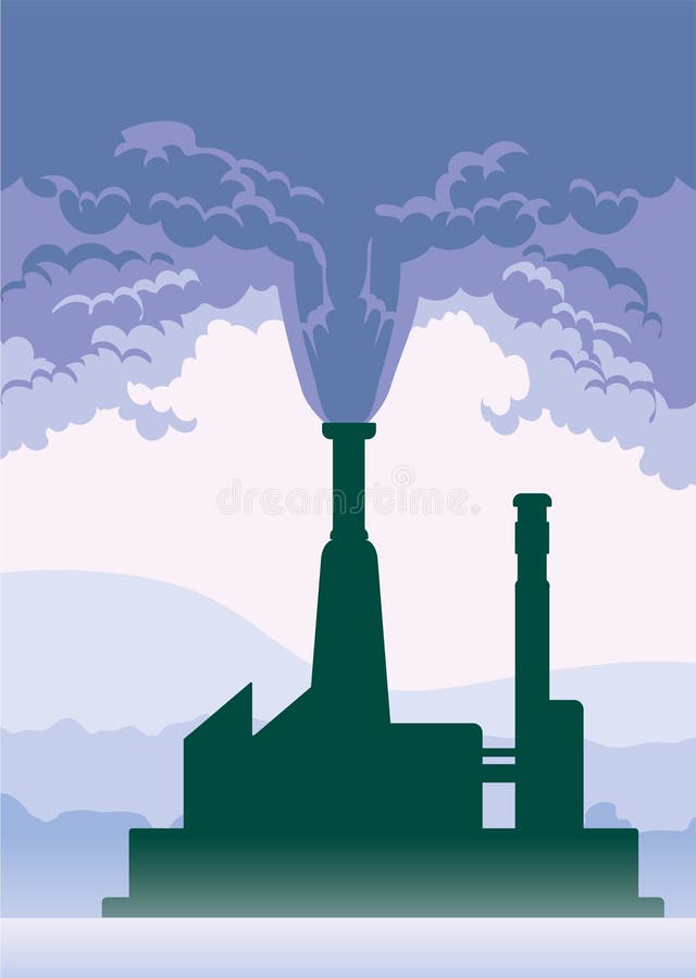 Environmental Pollution Poster. Smoke from a Factory Chimney and Man in ...