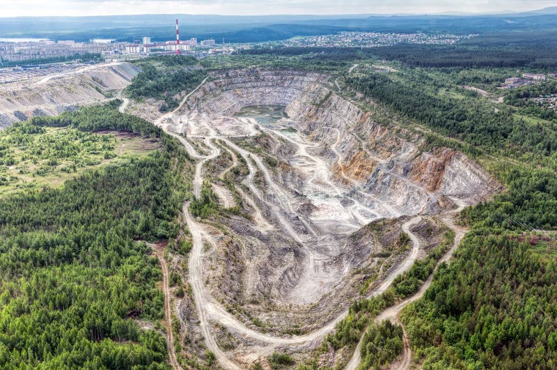 Environmental Pollution Problems. Open Pit Mining of Copper Ore Stock ...