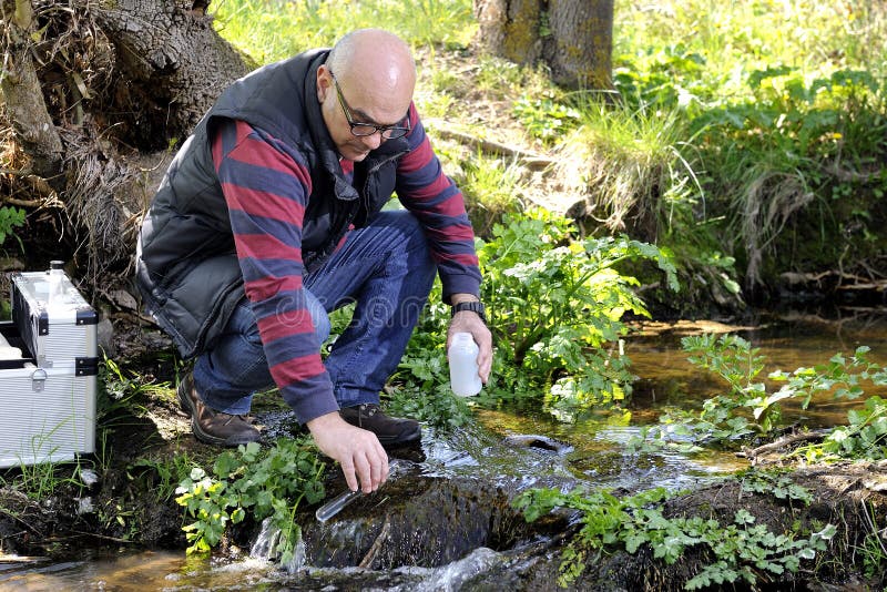 Environmental Pollution Study of a Water Course Stock Image - Image of ...