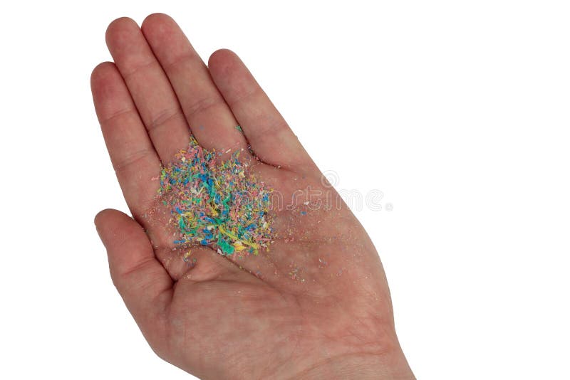 Micro Plastic on Hand. Top Shot, Isolated from the Background Stock ...