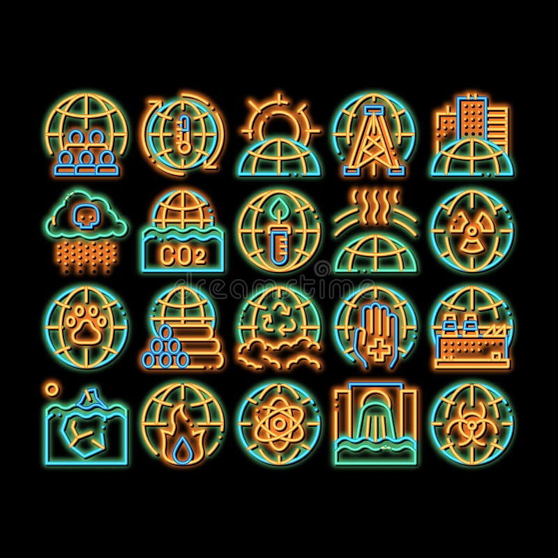 Environmental Problems Vector Neon Glow Icon Illustration Stock Vector ...