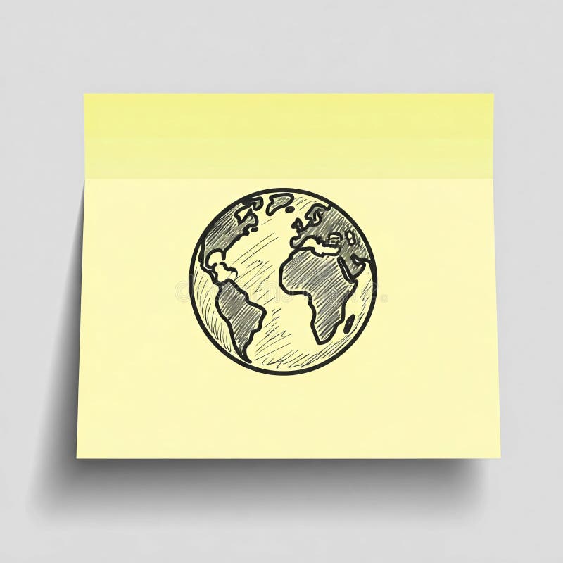 Environmental Protection, Concept. Sketch of Planet Earth on a Sticky ...