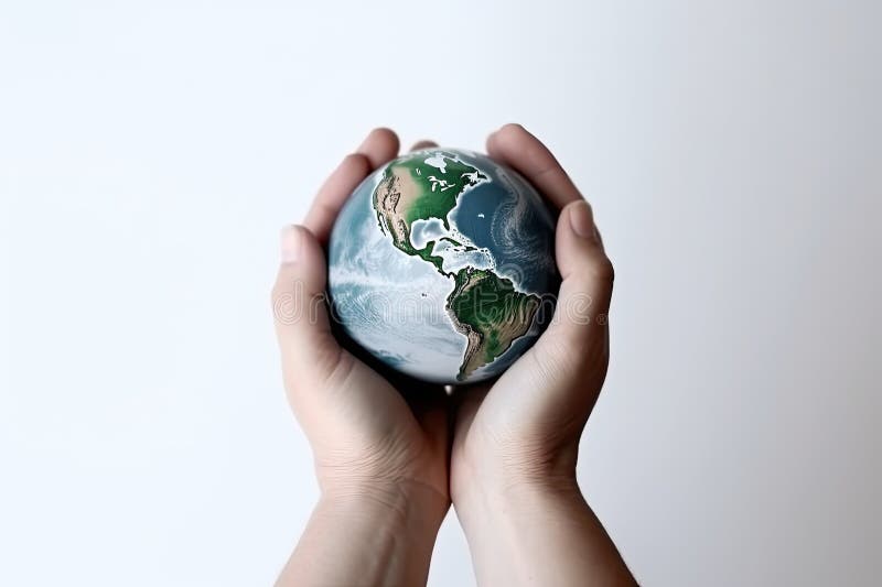 Environmental Protection, Earth Globe in Hands. Generative Ai Stock ...