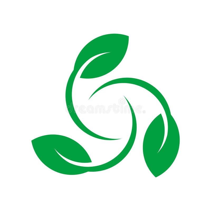 Environmental Protection Logo Design Template. Three Leaves Rotating ...