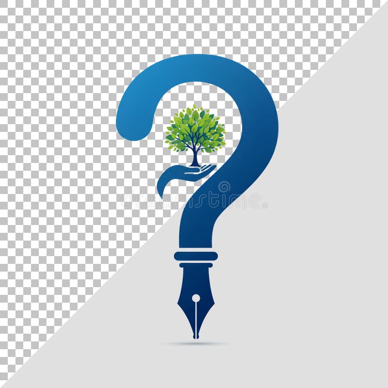 Environmental Question Mark Logo Tree in Hand, Pen Nib Design ...