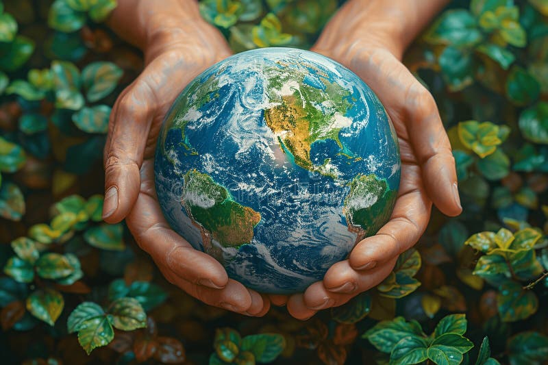 Environmental Responsibility: Hands Support Earth Stock Illustration ...