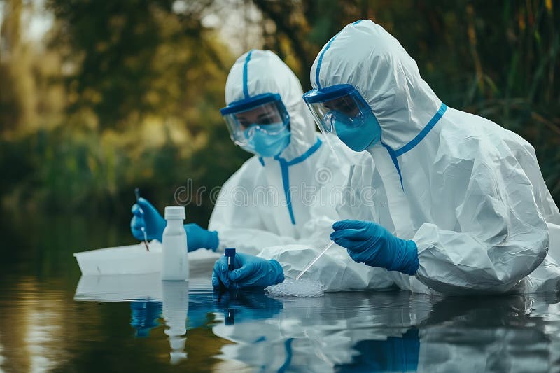 Environmental Scientists Taking Samples in a River Stock Illustration ...