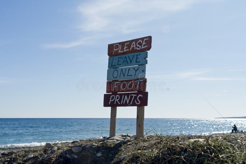 Environmental Signage on the Beach Stock Image - Image of message ...
