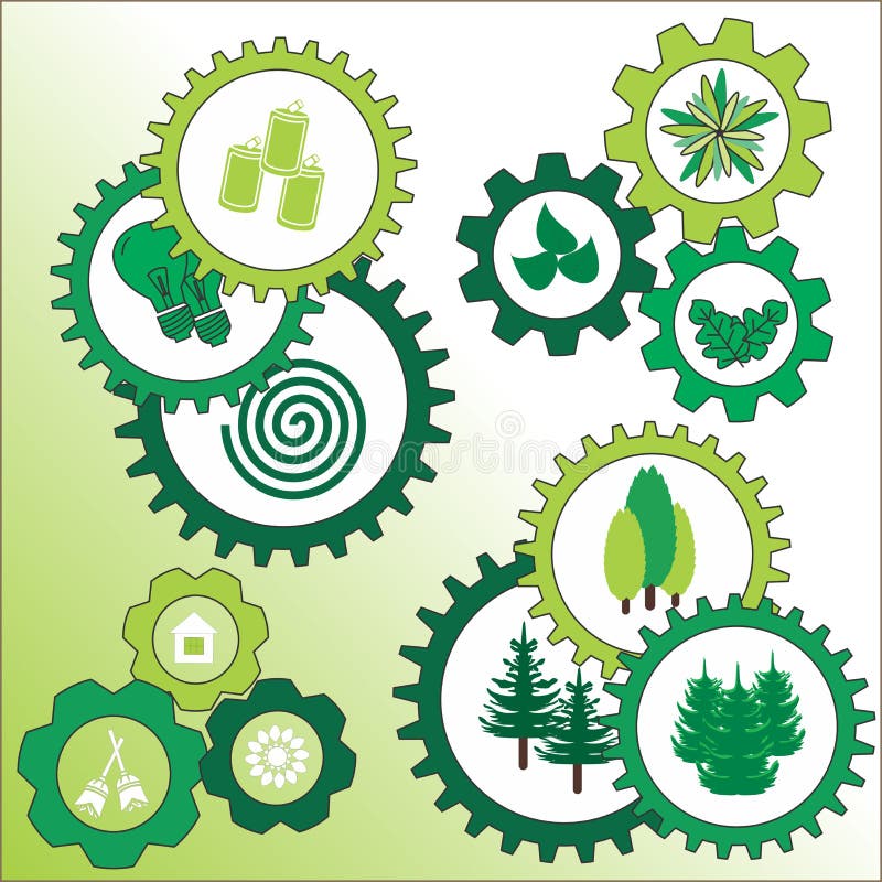 Environmental Signs with Tree and Pine. Stock Vector - Illustration of ...