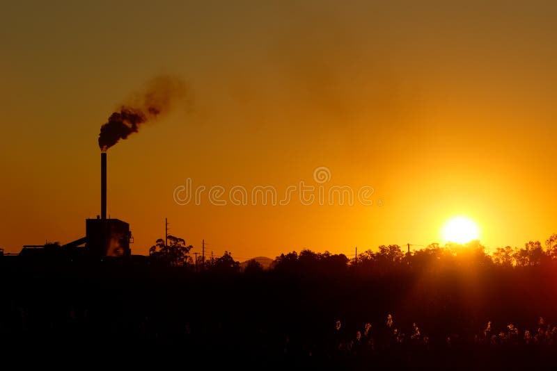 Environmental Struggle Between Sunset And Factory Picture. Image: 9004525