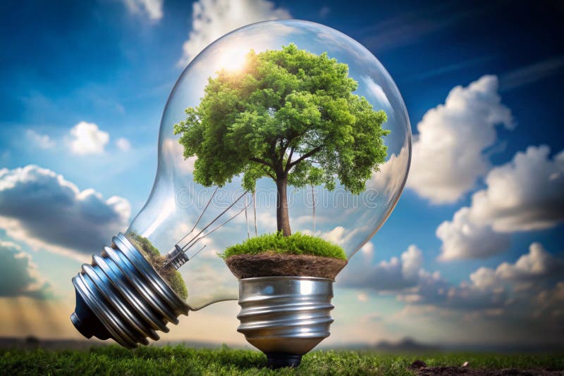 Environmental Sustainability Idea Featuring a Light Bulb Containing a ...