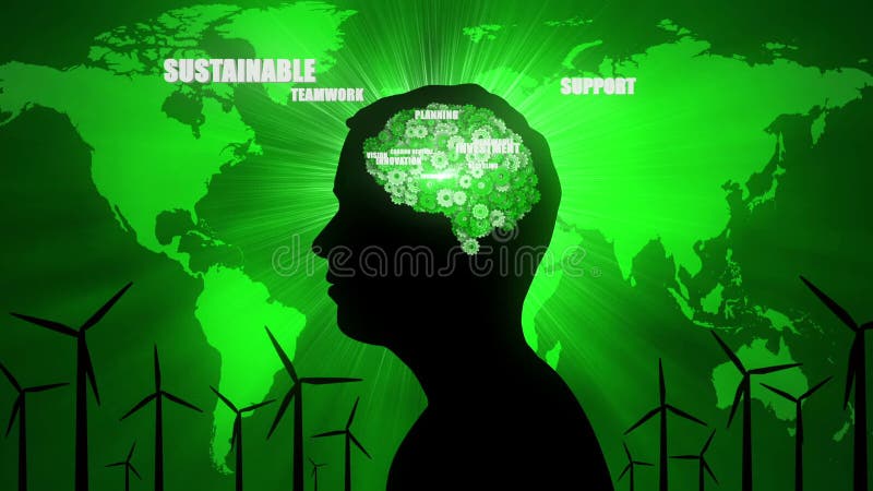 Environmental Thoughts: Female Silhouette and Green Issues Stock Video ...