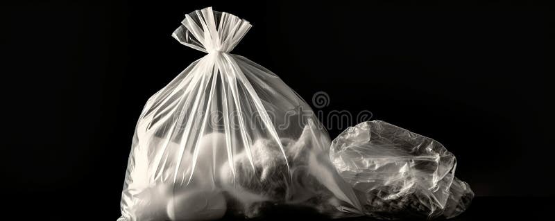 Environmental Waste Management Concept. Transparent Plastic Garbage Bag ...